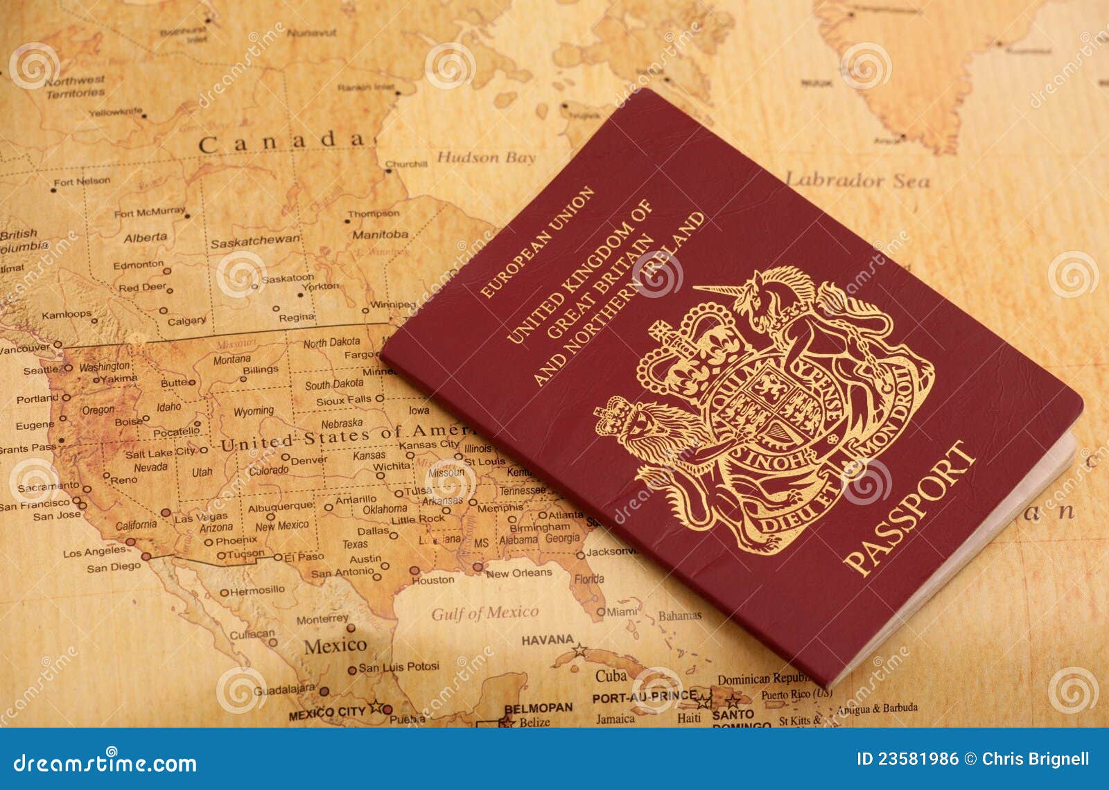EU Passport on a world map stock photo. Image of america - 23581986