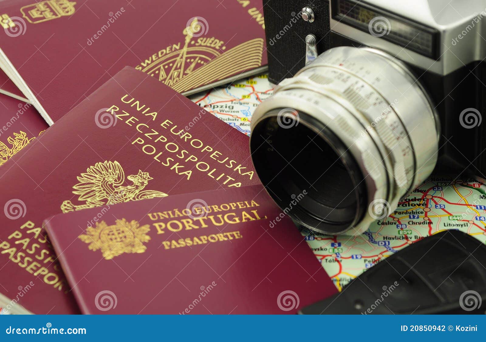 EU Passports on a Map with Key and Camera Stock Photo - Image of ...