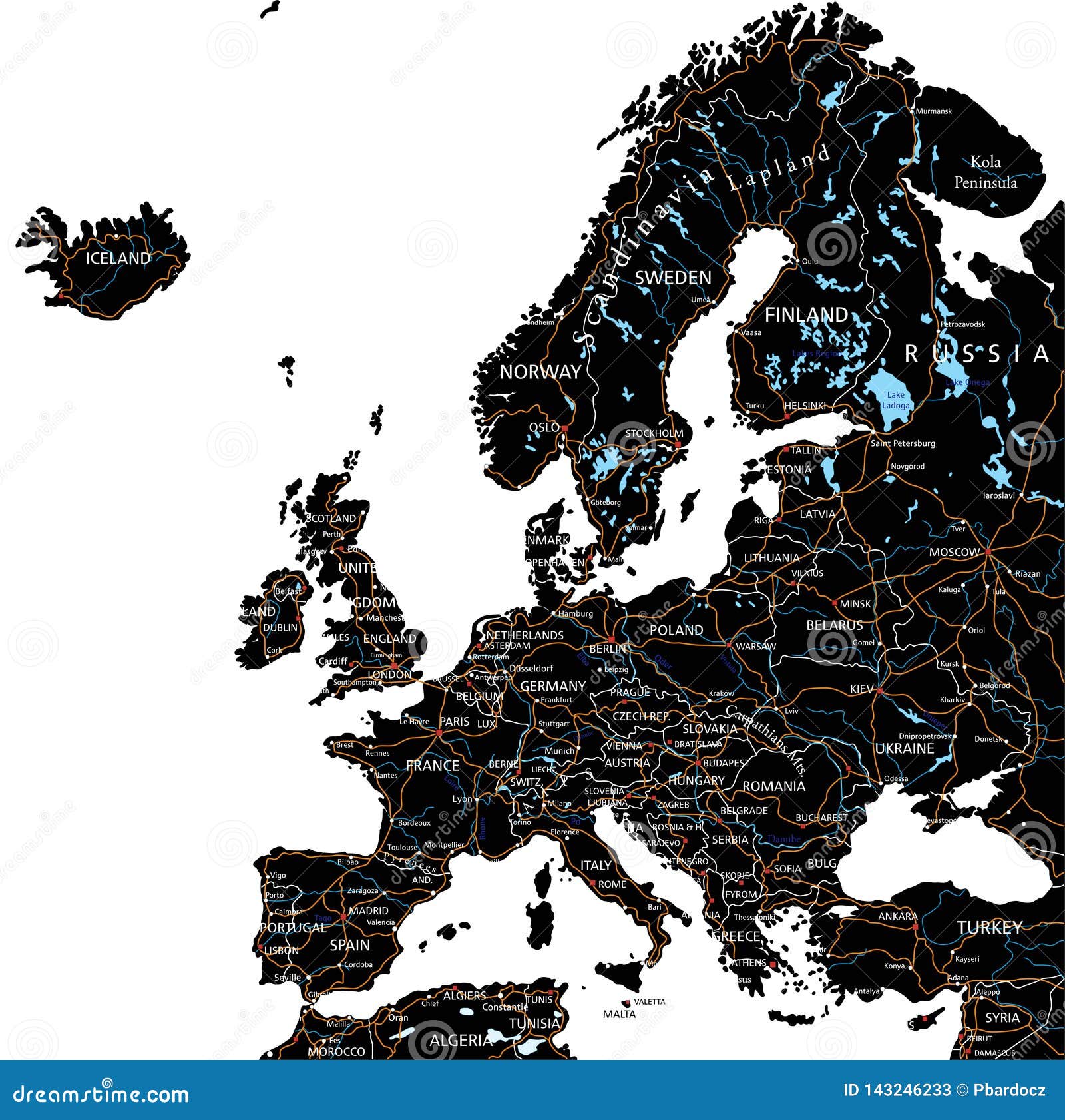 Europe Road Map Vector Illustration | CartoonDealer.com #44159810