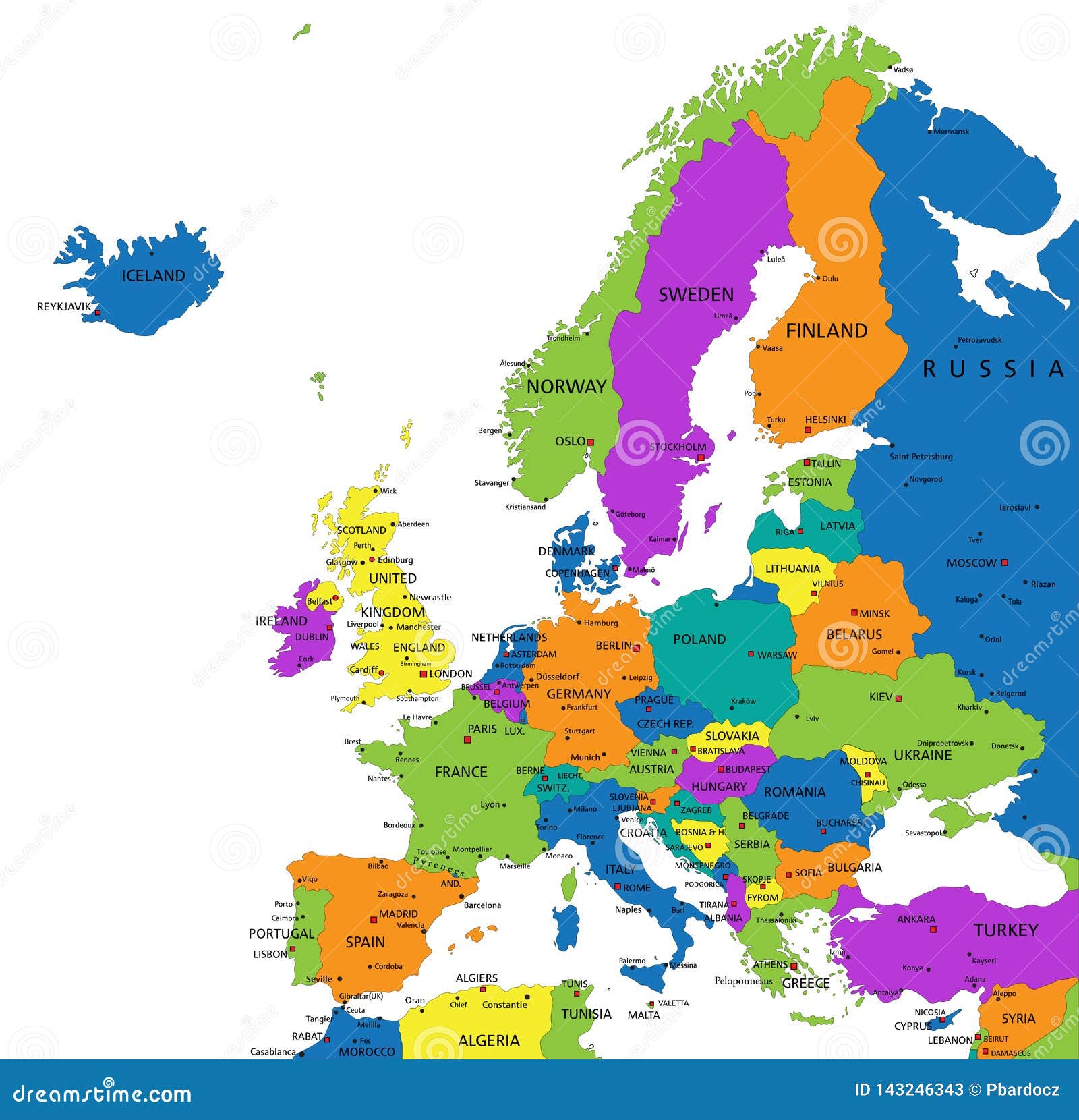 Colorful Europe Continent Map Vector Illustration | CartoonDealer.com ...