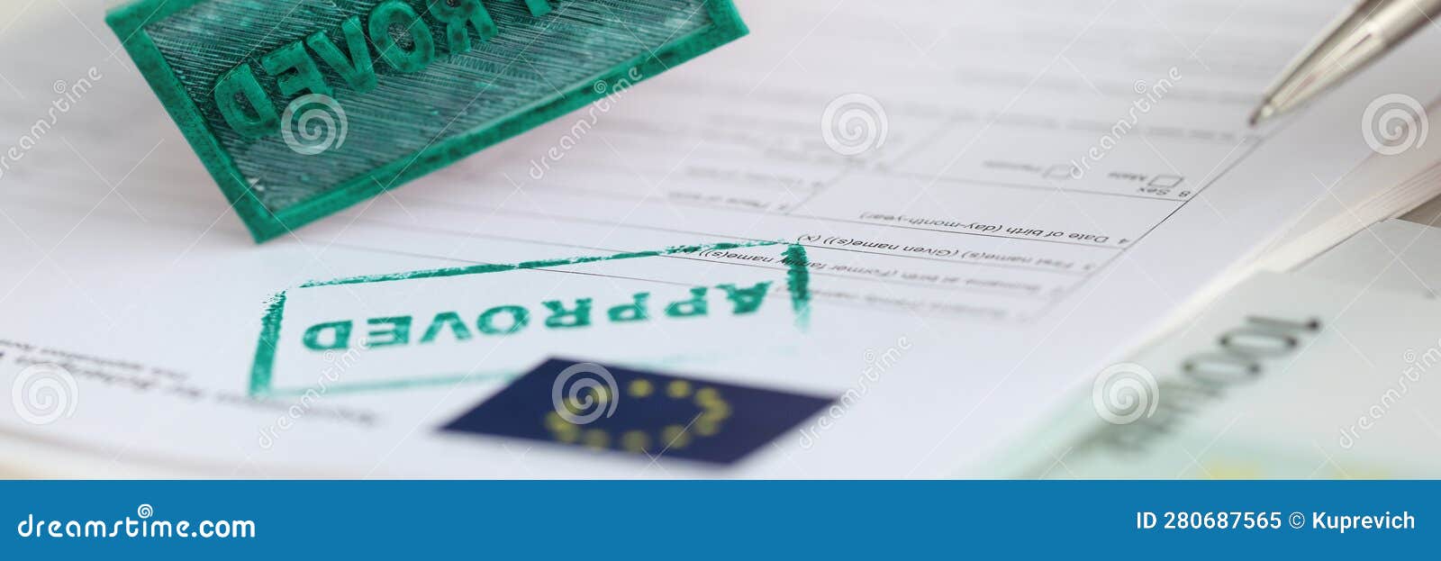 EU Schengen Visa Application and Stamp Approved Document Stock Image - Image of service, paper ...