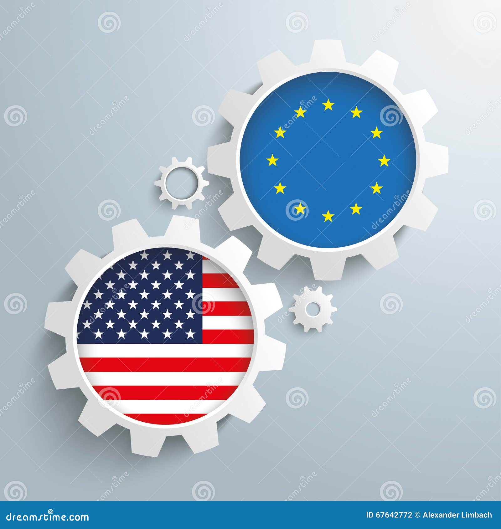 EU USA Partnership Gears stock vector. Illustration of high - 67642772