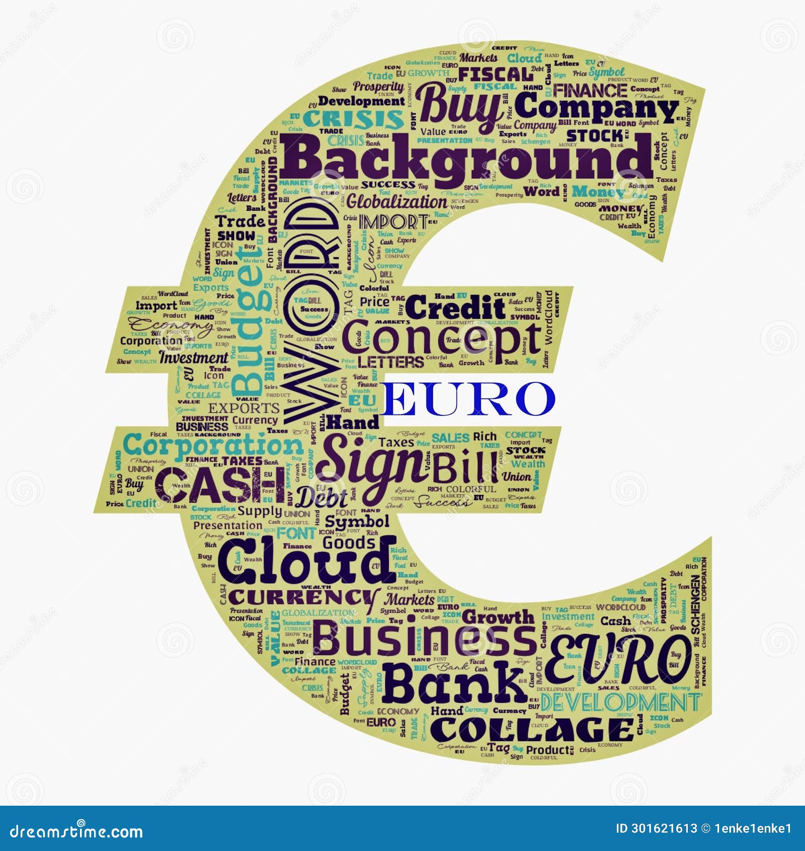 Word Cloud of the EURO stock illustration. Illustration of finance ...