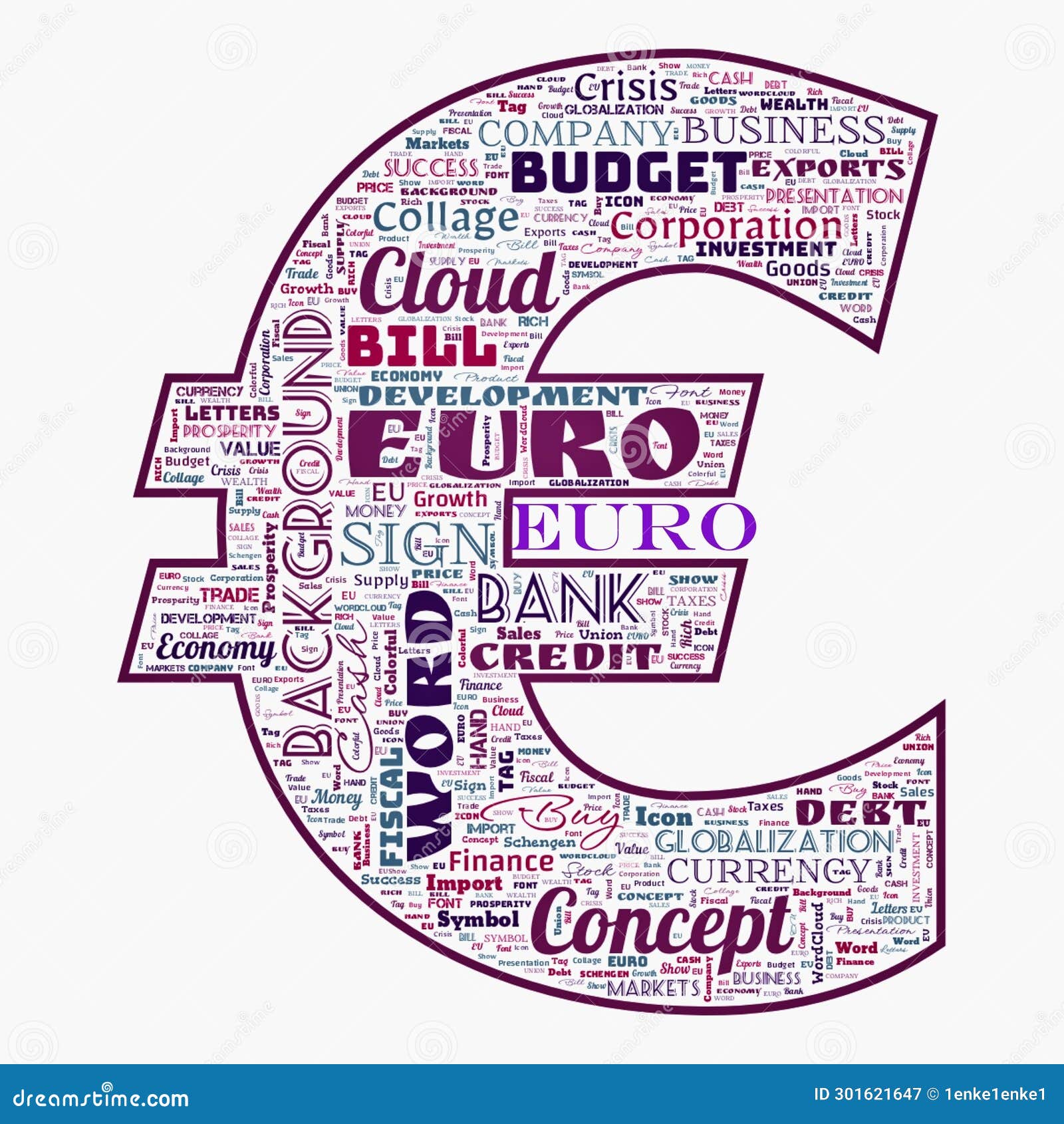 Word Cloud of the EURO stock illustration. Illustration of corporation ...