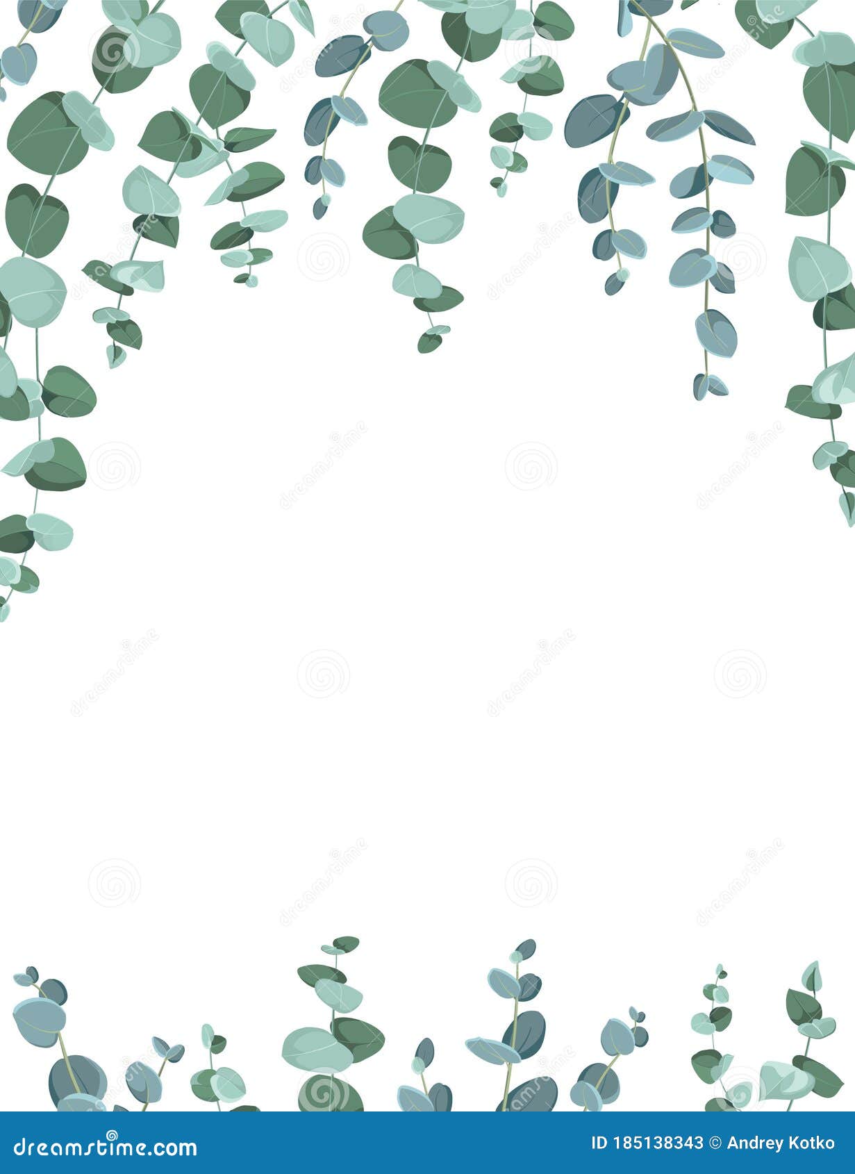 Eucalyptus Border Frame on White Background. Stock Vector ...