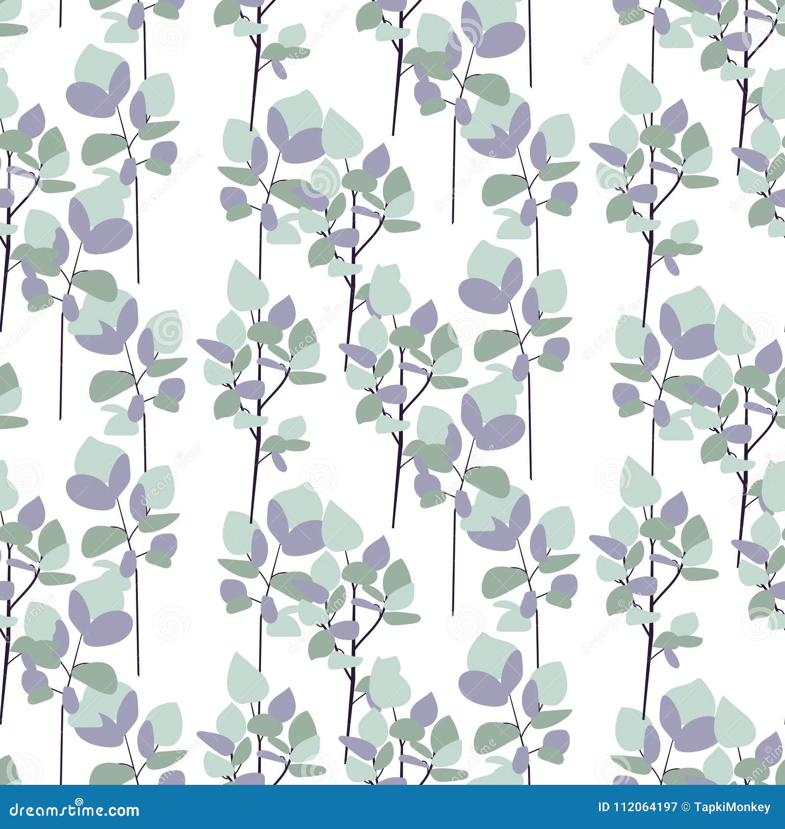 Eucalyptus Branches Seamless Vector Pattern. Stock Vector - Illustration of romantic, floral ...