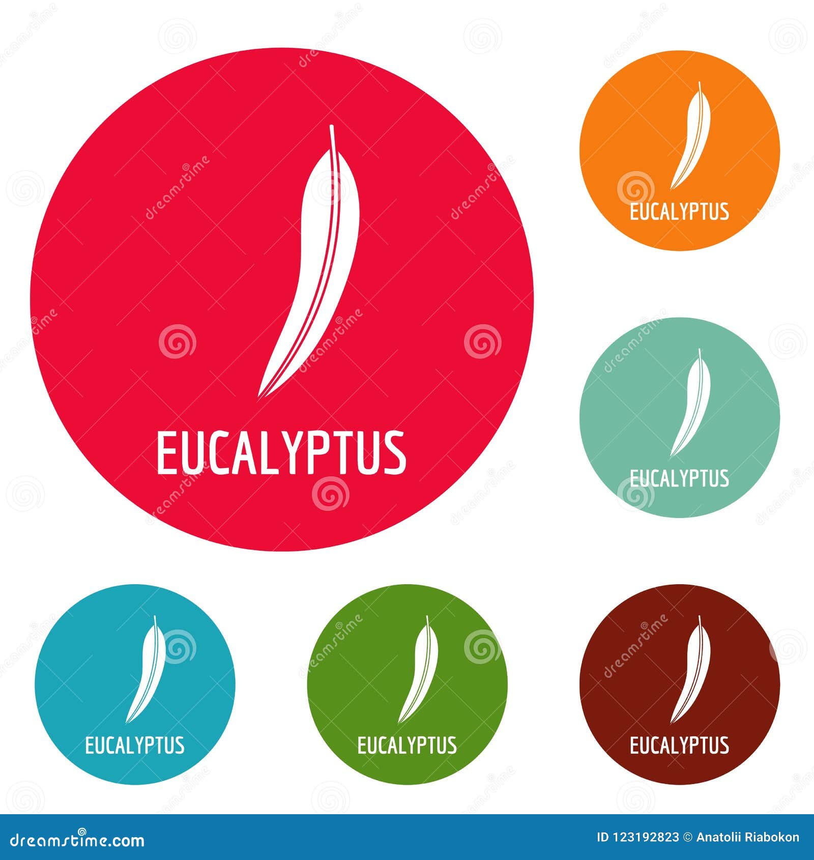 Eucalyptus Leaf Icons Circle Set Stock Illustration - Illustration of ...