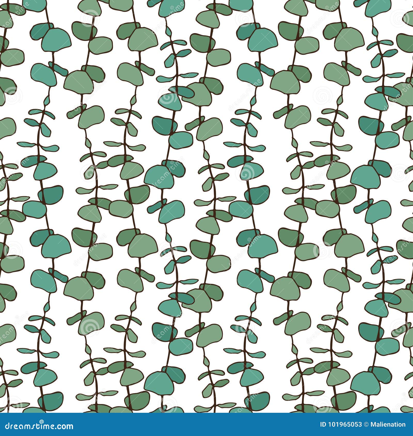 Eucalyptus Leaves Pattern. Vector Seamless Background for Textile Design or Interior Print ...