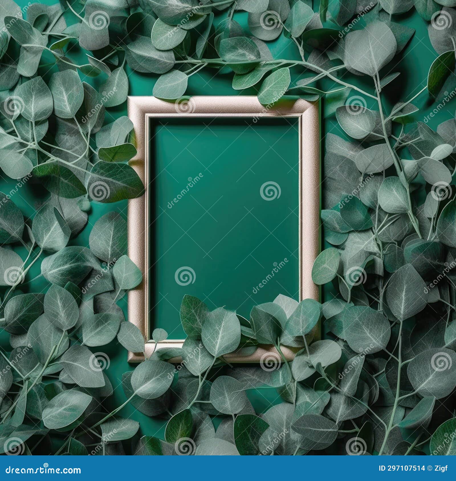 Eucalyptus Leaves Surround a Frame on a Green Background Stock ...