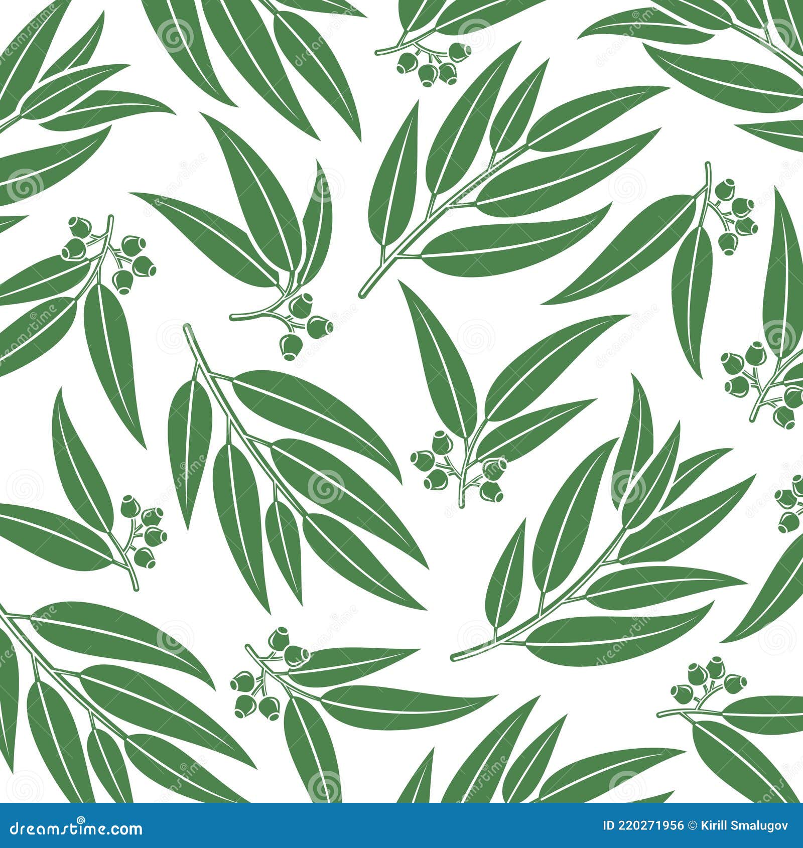 Eucalyptus Pattern Background Set. Collection Icon Eucalyptus Stock ...