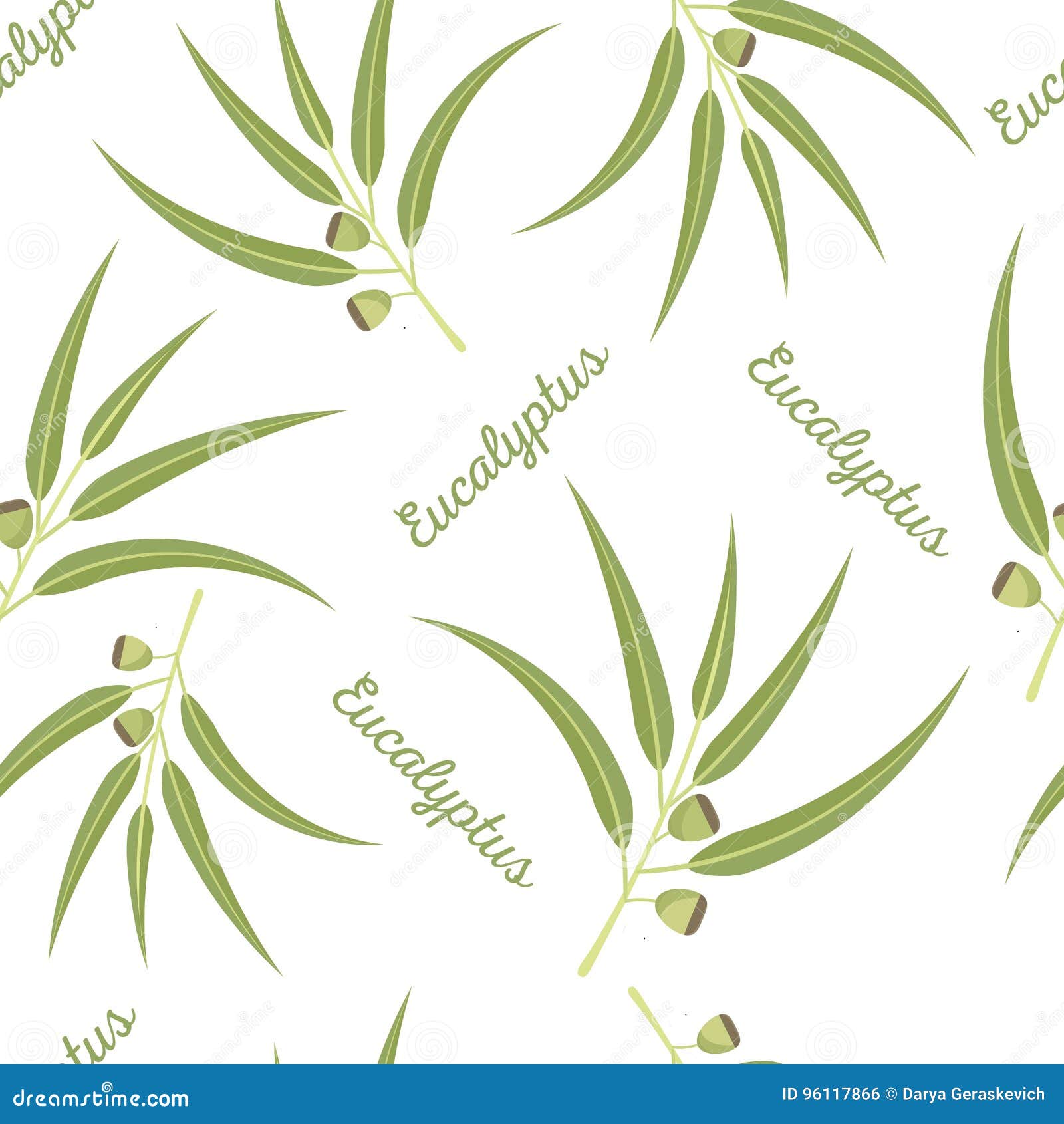 Eucalyptus Seamless Pattern. Stock Illustration - Illustration of green ...