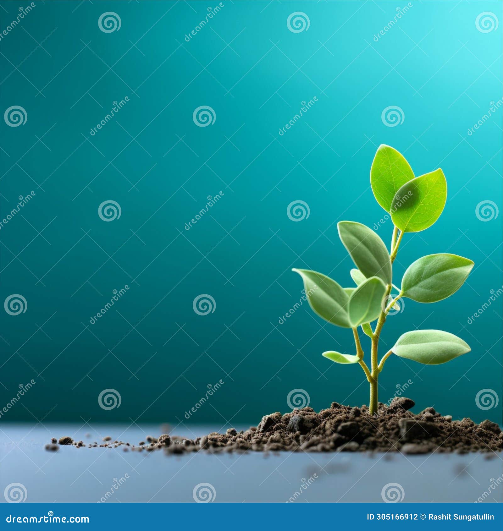 Eucalyptus Seedling on Soil with Green and Blue Gradient Background ...