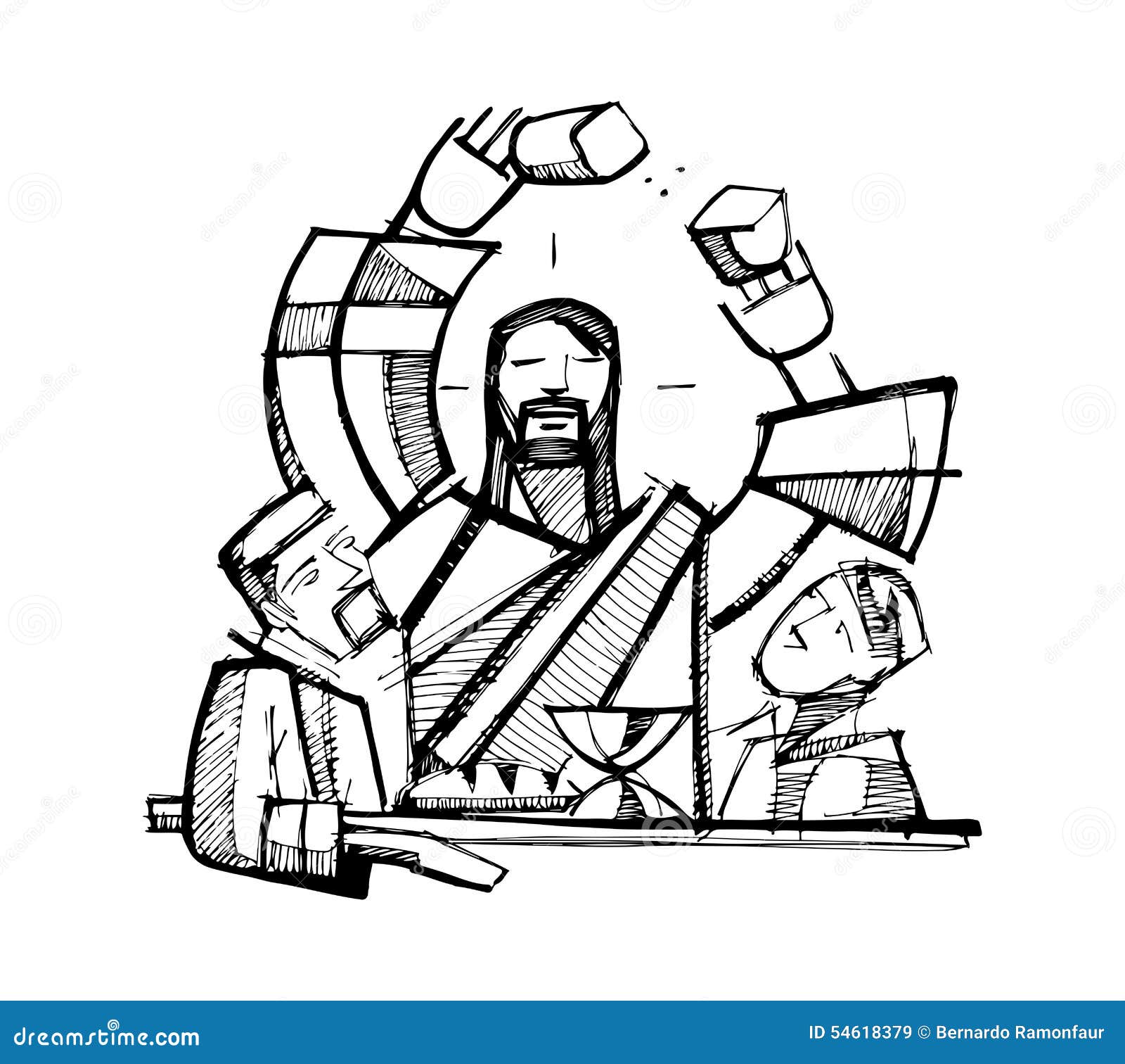 Eucharist shared Bread stock vector. Illustration of beard - 54618379