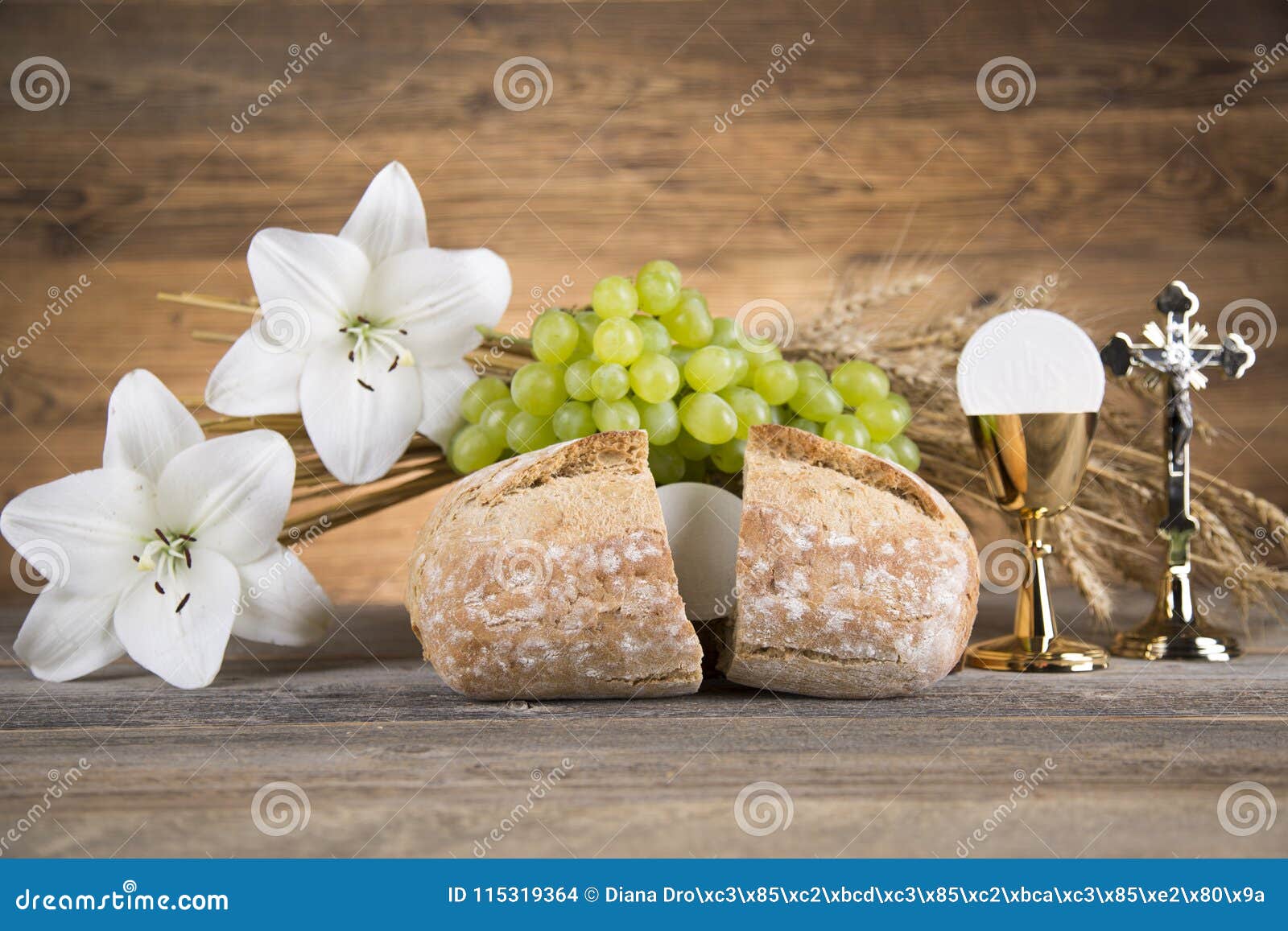 Eucharist Symbol Of Bread And Wine, Chalice And Host, First Comm ...