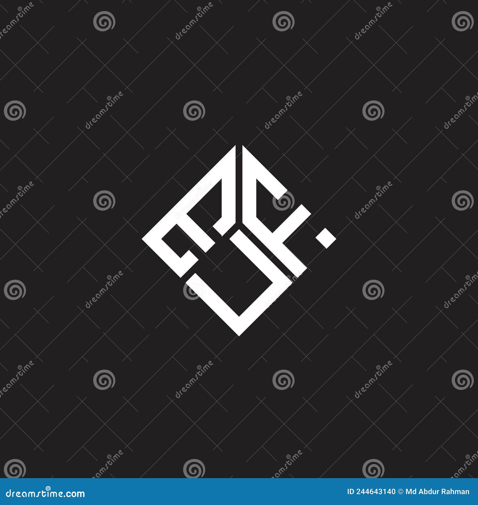 EUF Letter Logo Design on Black Background. EUF Creative Initials ...