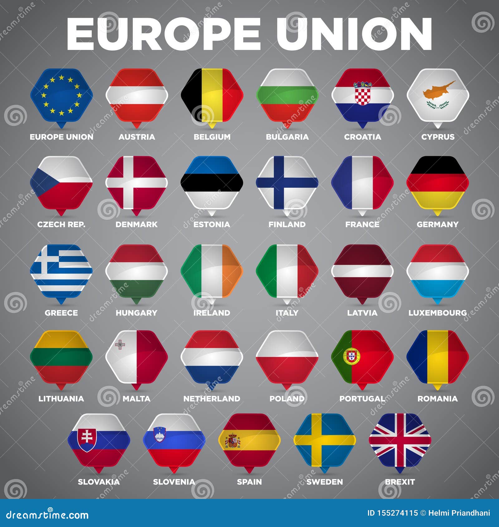 Europe Union Pin Point Nation Flags Stock Vector - Illustration of flag ...