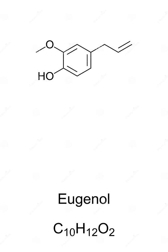 Eugenol, Clove Odor, Chemical Structure and Formula Stock Vector ...