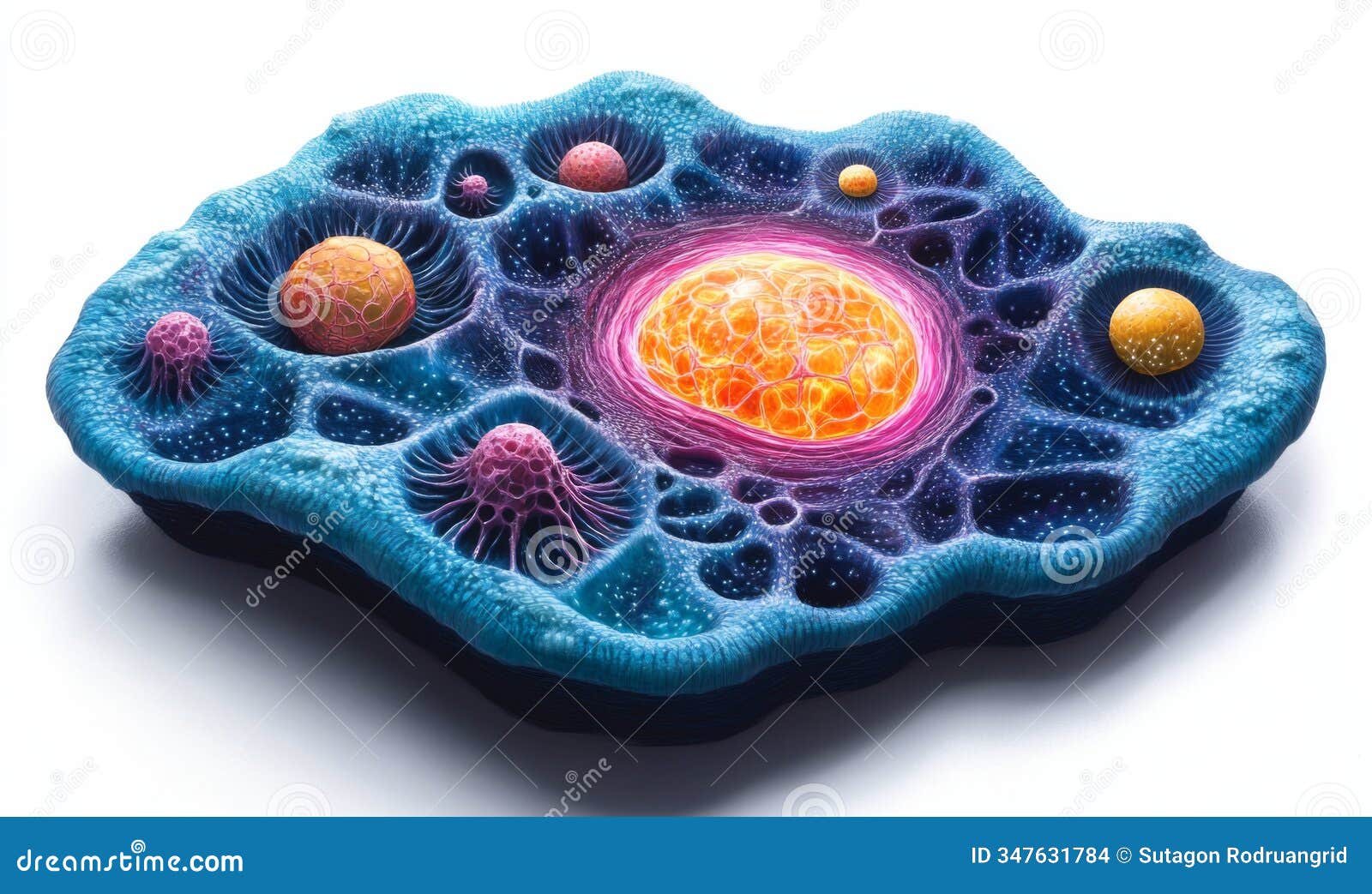 Eukaryotic Cell Structure with Nucleus, Organelles, and Plasma Membrane ...
