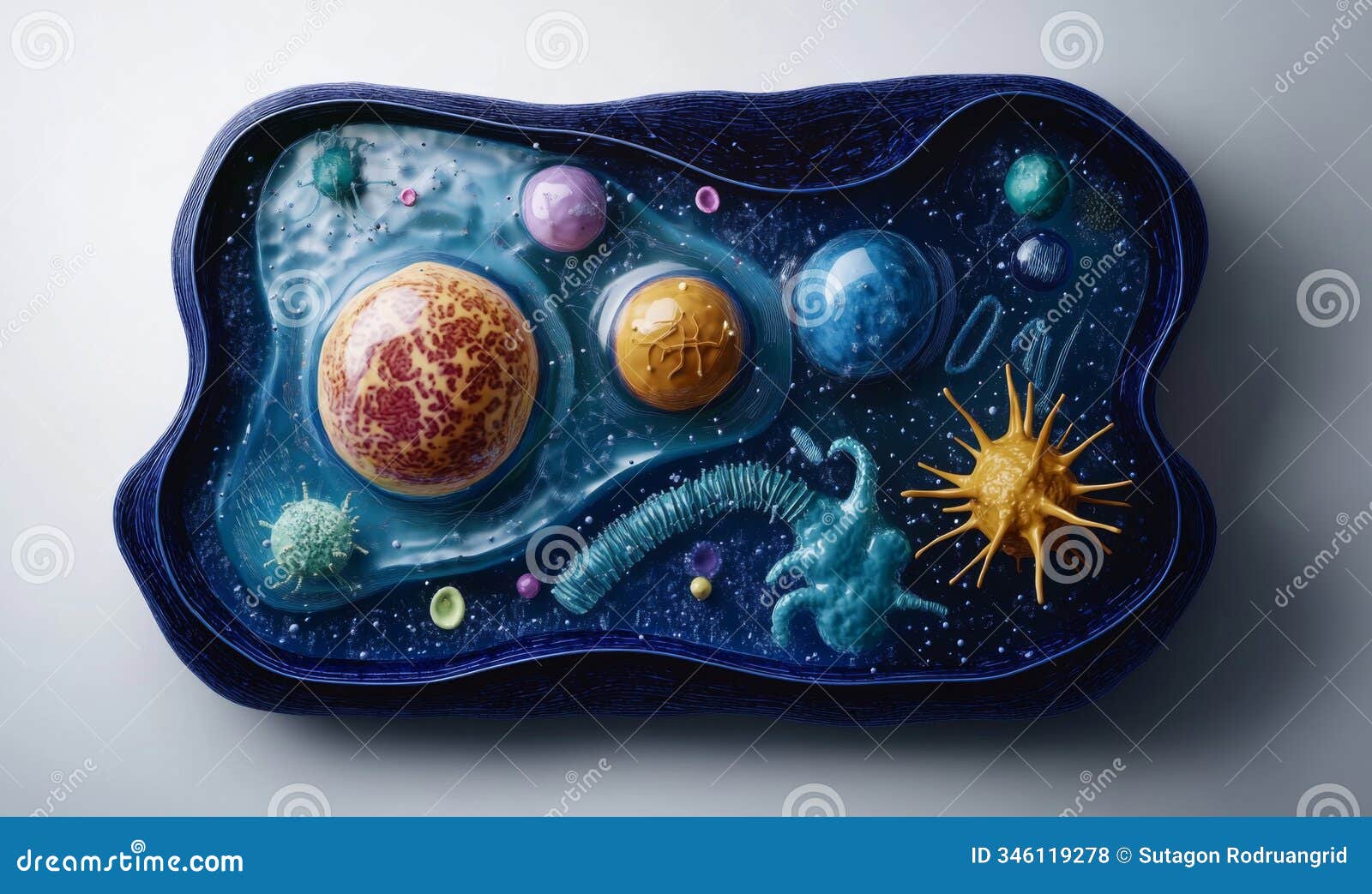 Eukaryotic Cell Structure with Nucleus, Organelles, and Plasma Membrane ...