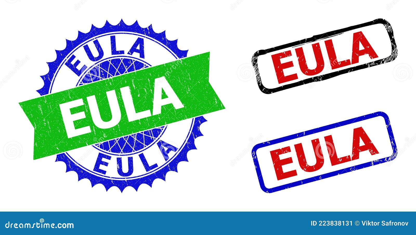 EULA Rosette and Rectangle Bicolor Stamp Seals with Rubber Styles Stock ...