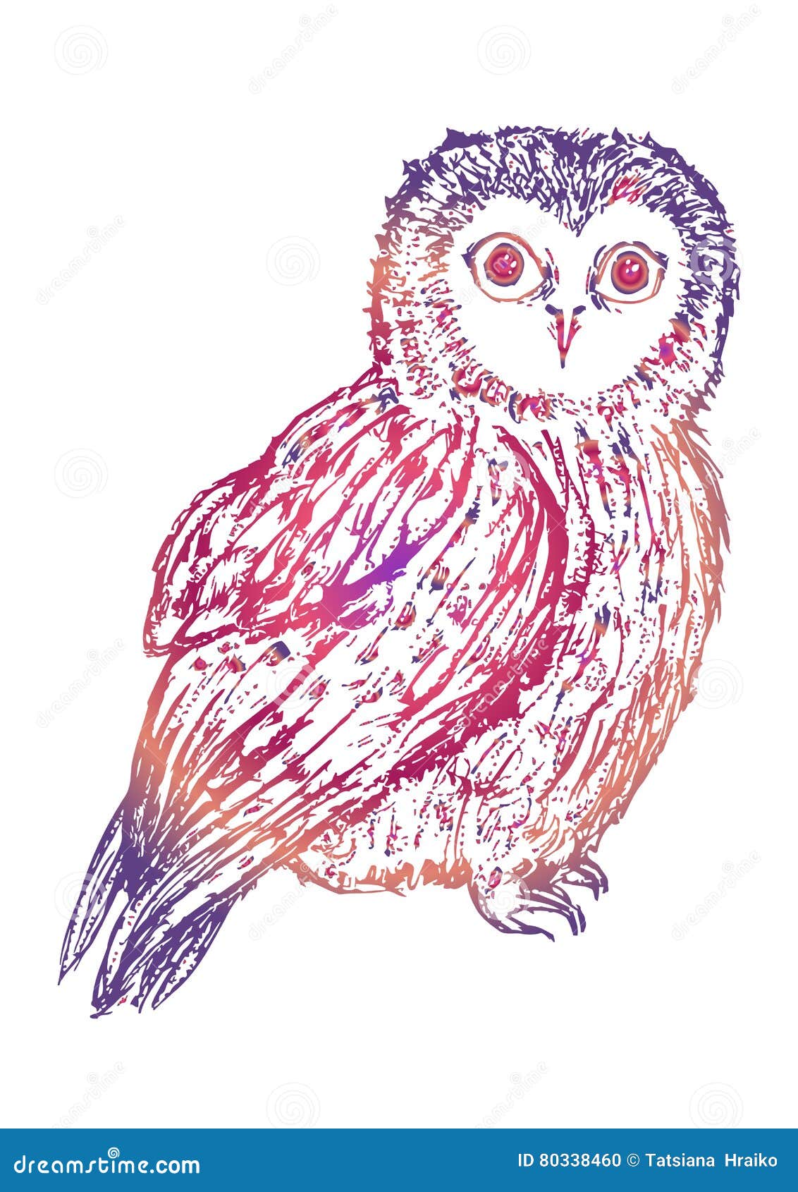 Eulenhand Gezeichnet, Schwarzweißabbildung Wilde Eule Gezeichnet in ...