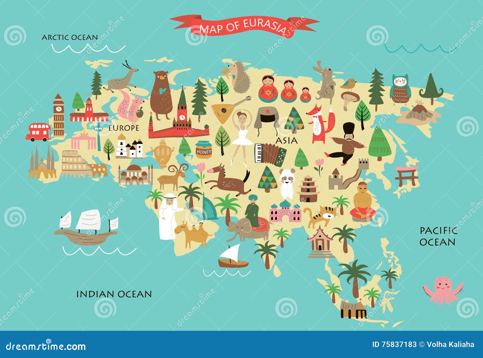 Eurasia ilustração do vetor. Ilustração de coliseu, mesquita - 75837183