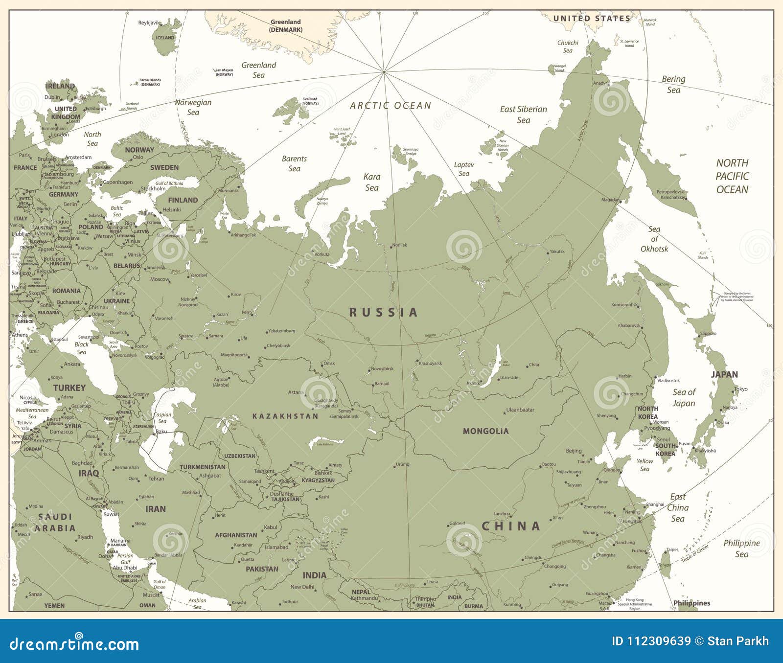 Eurasia Detailed Map And Colorful Map Pointers. Cartoon Vector ...