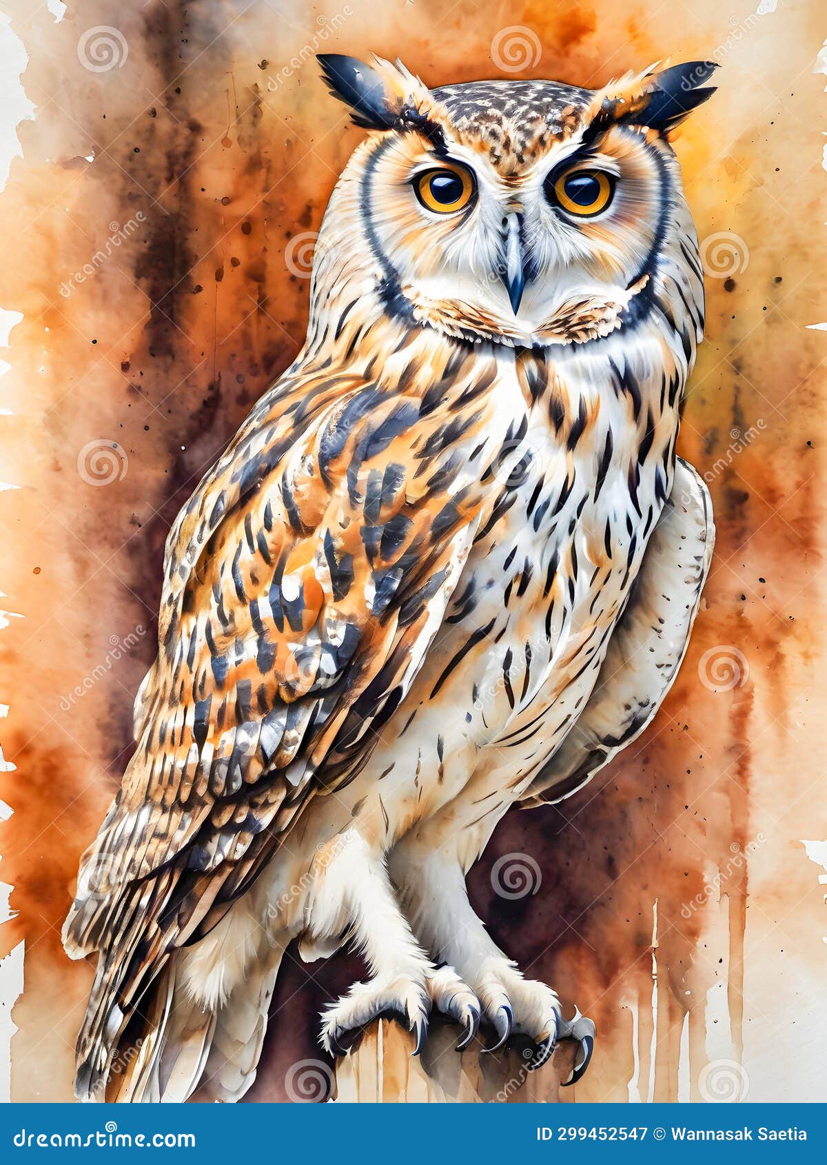 Eurasian Eagle Owl (Bubo Bubo) Stock Illustration - Illustration of ...