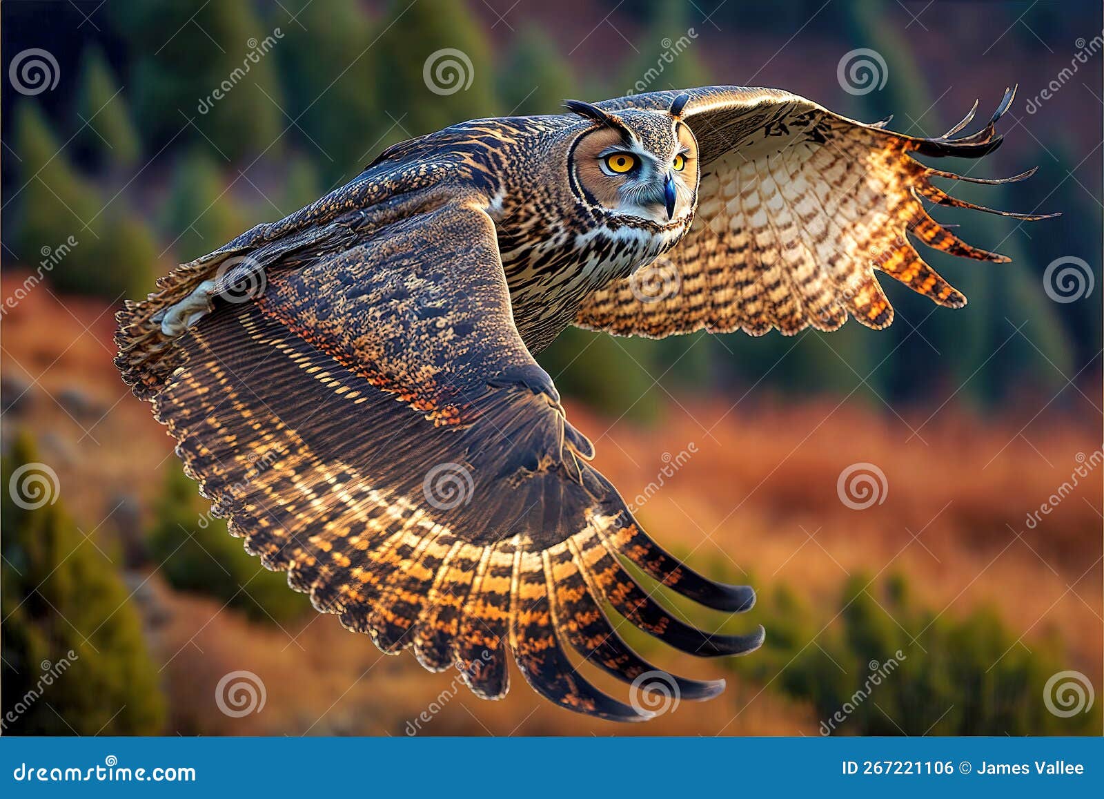 Eurasian Eagle Owl in Flight - AI Gererative Stock Photo - Image of ...