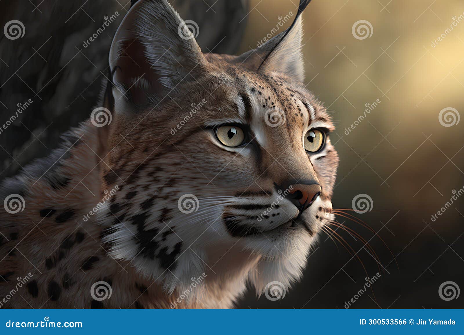 Eurasian Lynx Portrait in Sunset Light. Close-up Stock Illustration ...