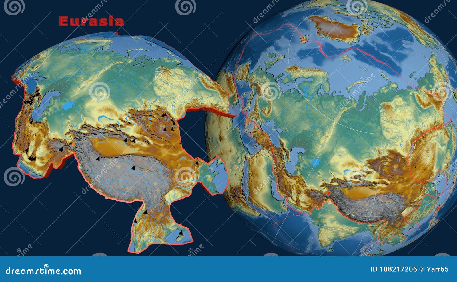 Eurasian Plate Described and Presented - Relief Stock Illustration ...