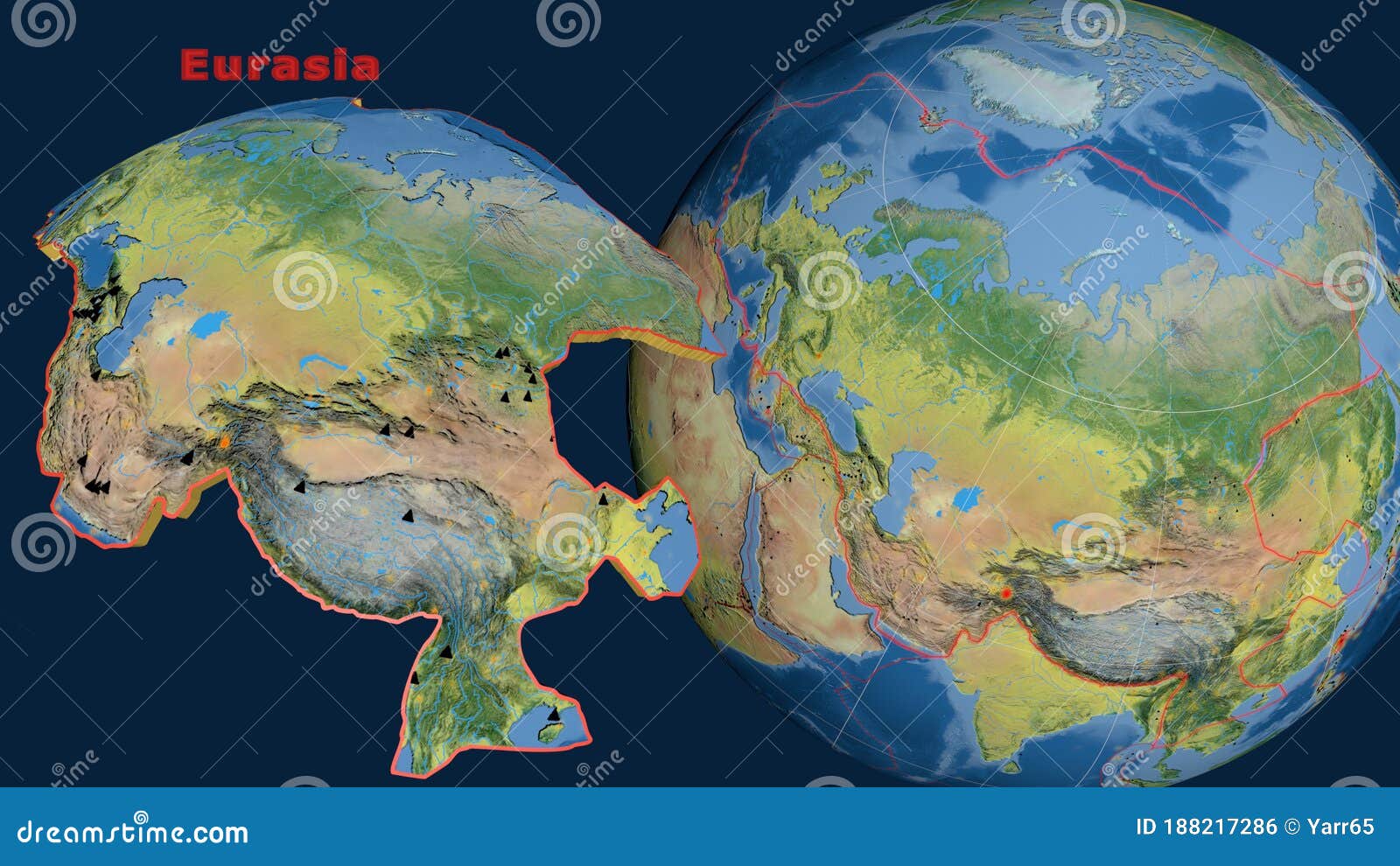 Eurasian Plate Described and Presented - Topographic Stock Illustration ...
