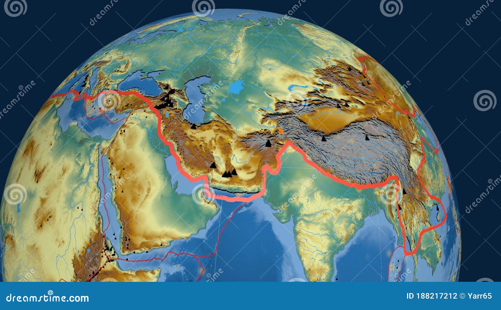 Eurasian Plate Outlined - Relief Stock Illustration - Illustration of ...