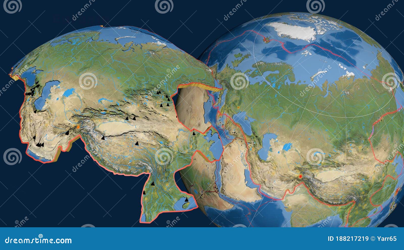Eurasian Plate Presented - Satellite Stock Illustration - Illustration ...