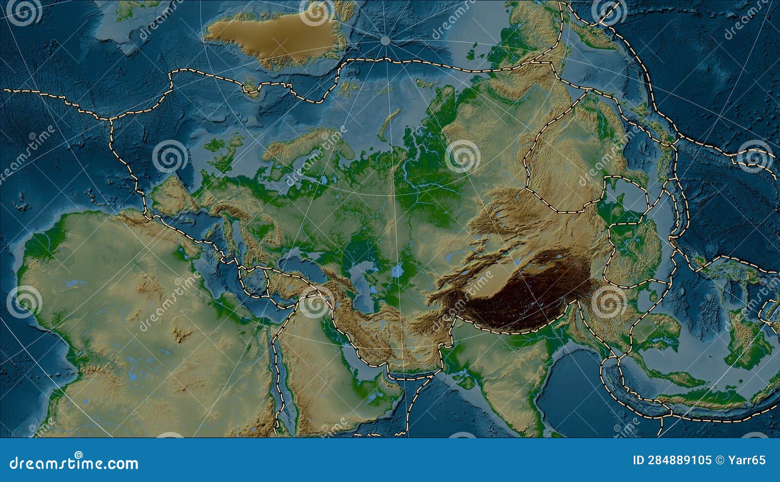 Eurasian Plate - Boundaries. Physical Map Stock Illustration ...