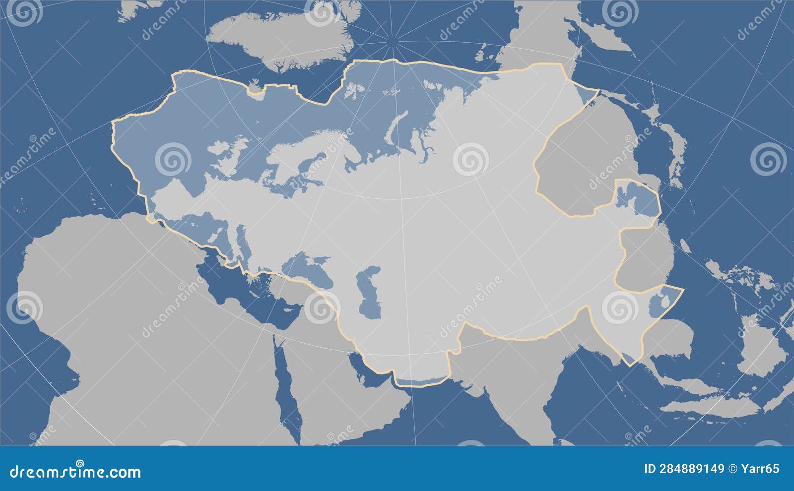Eurasian Tectonic Plate. Contour Map Stock Illustration - Illustration ...