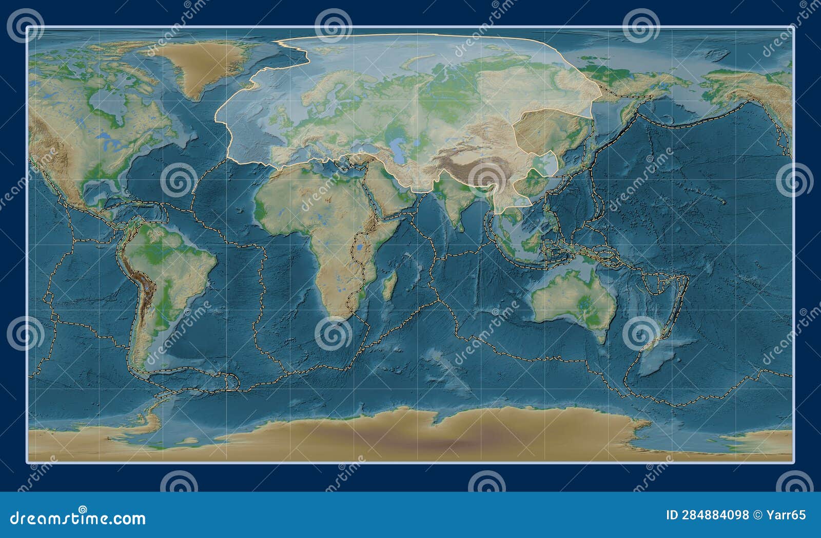 Eurasian Tectonic Plate. Physical. Patterson Cylindrical. Bounda Stock ...