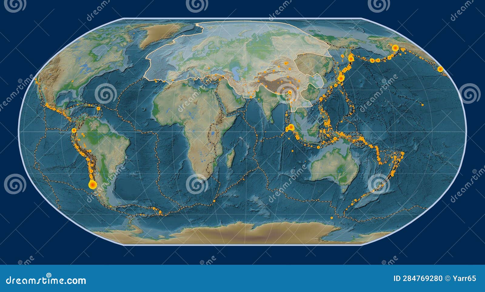 Eurasian Tectonic Plate. Physical. Robinson. Earthquakes and Bou Stock ...