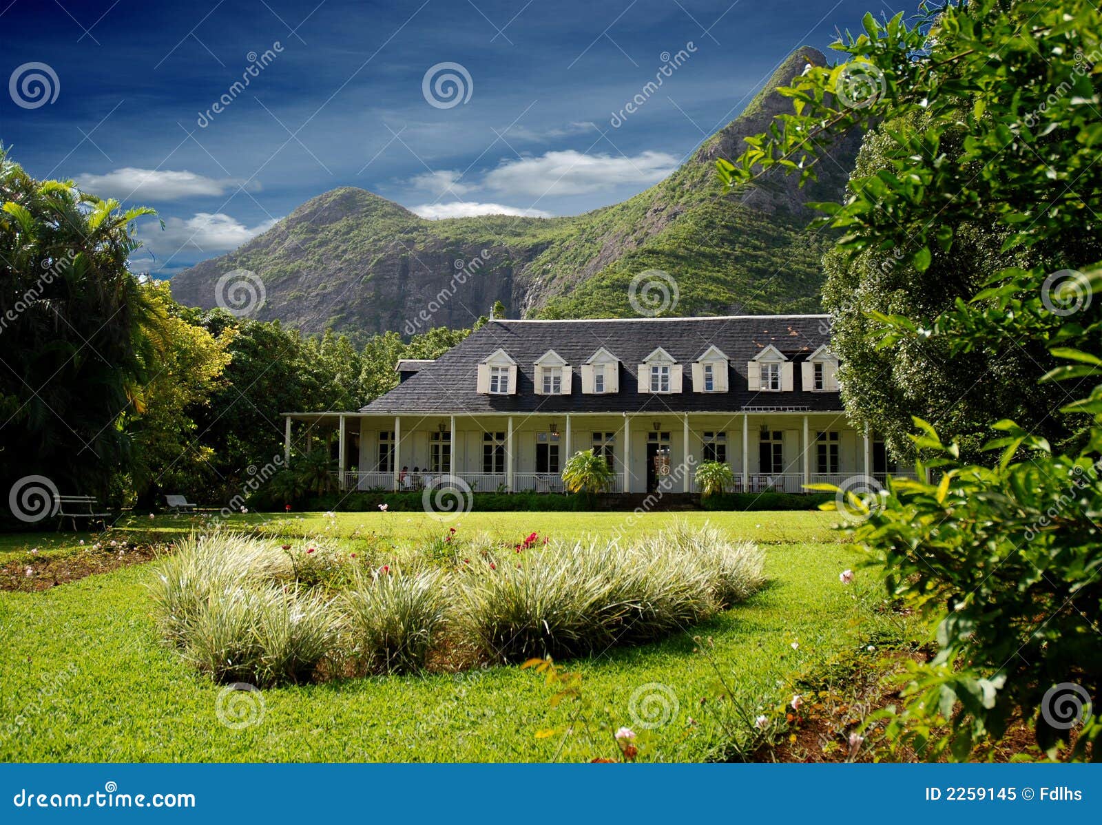 Eureka Colonial House stock image. Image of flowers, mauritius - 2259145