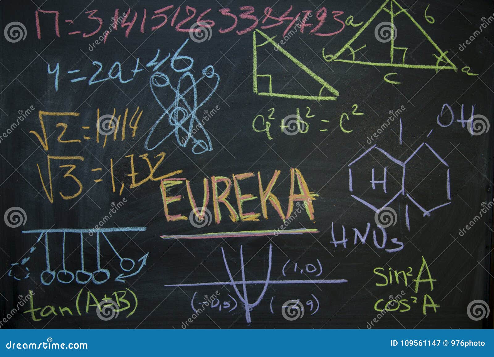 Eureka Inscription on a Black Chalkboard Stock Image - Image of ...