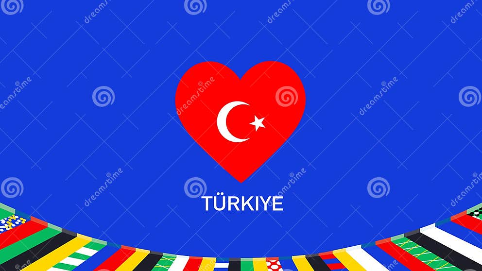 Turkiye Flag Heart Teams European Nations 2024 Abstract Stock Vector ...