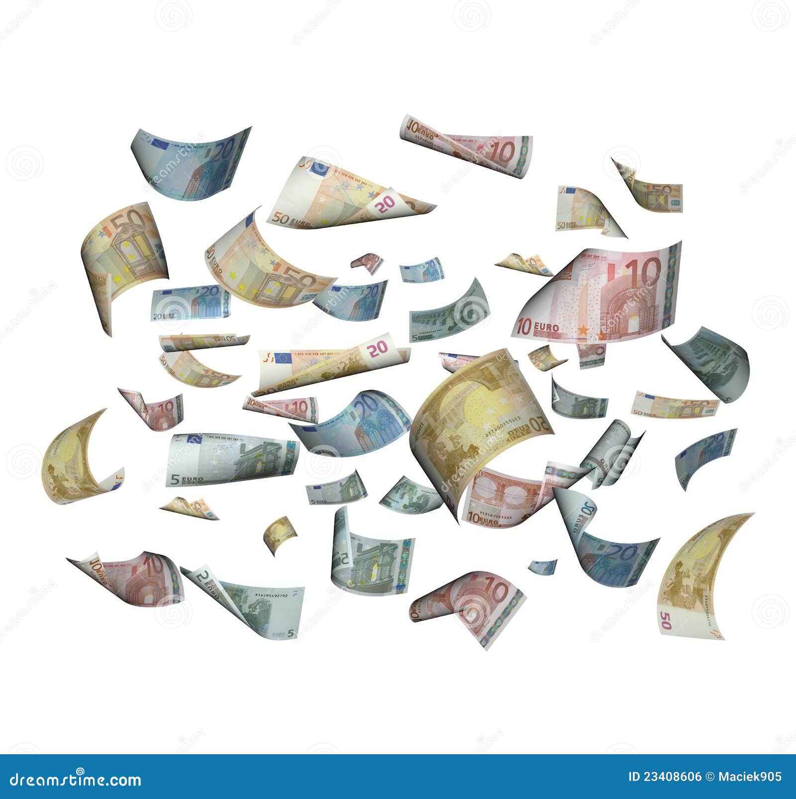Euro bank notes falling stock illustration. Illustration of bank - 23408606