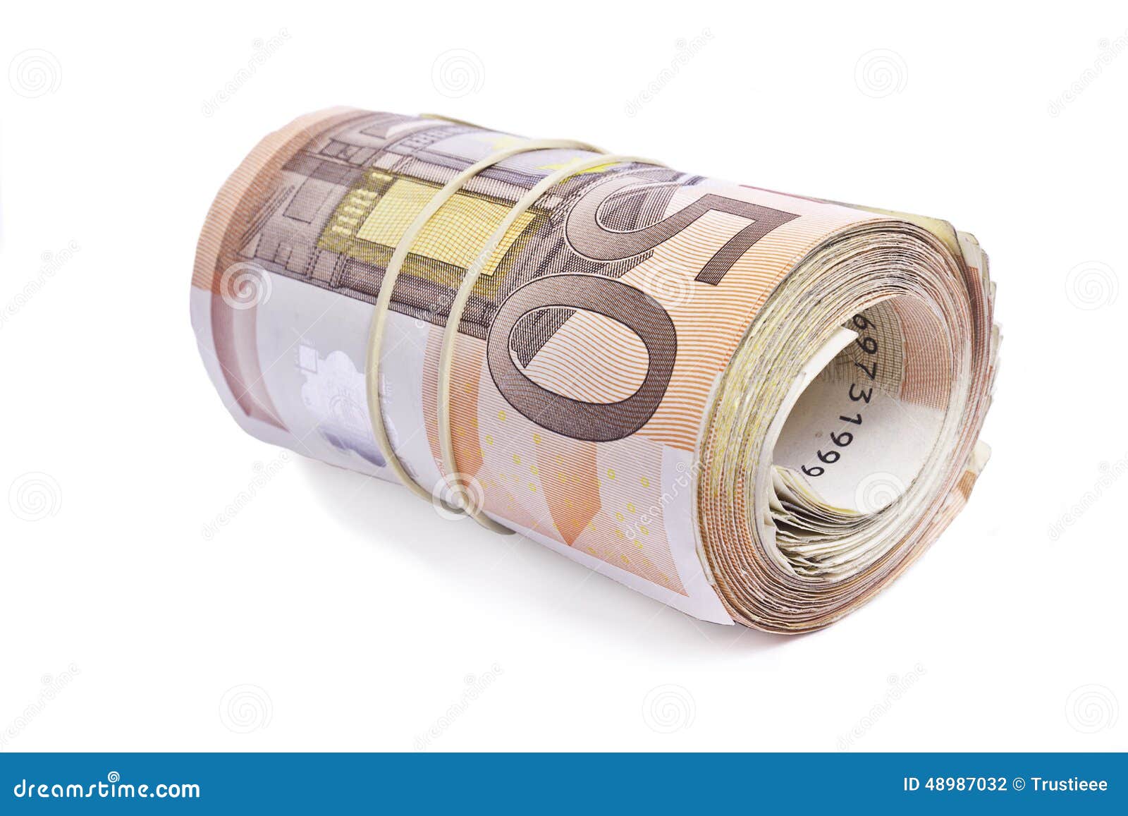 50 Euro Bank Notes Rolled and Wrapped Together Stock Photo - Image of ...