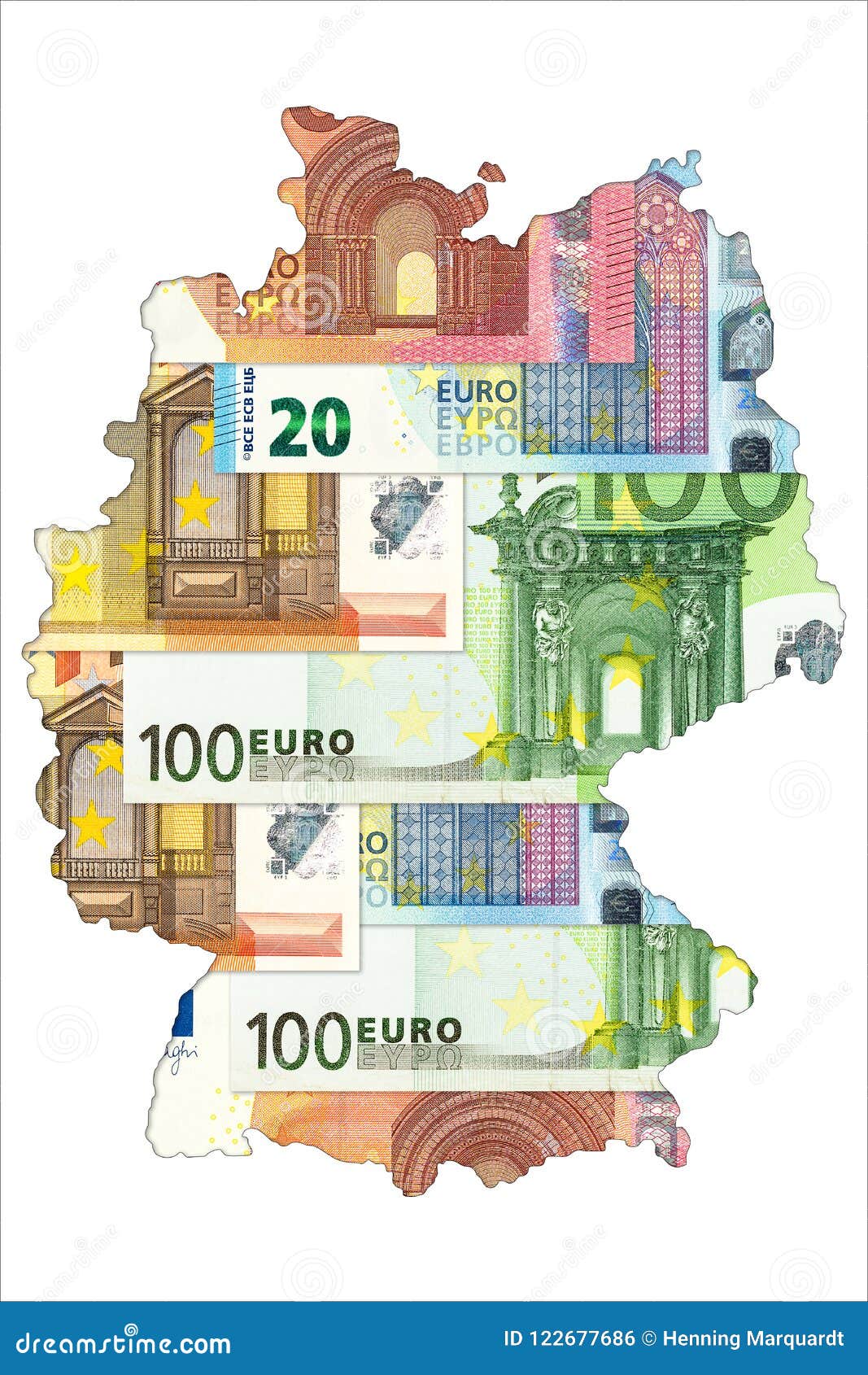 Euro Bank Notes in Shape of Germany Stock Illustration - Illustration ...