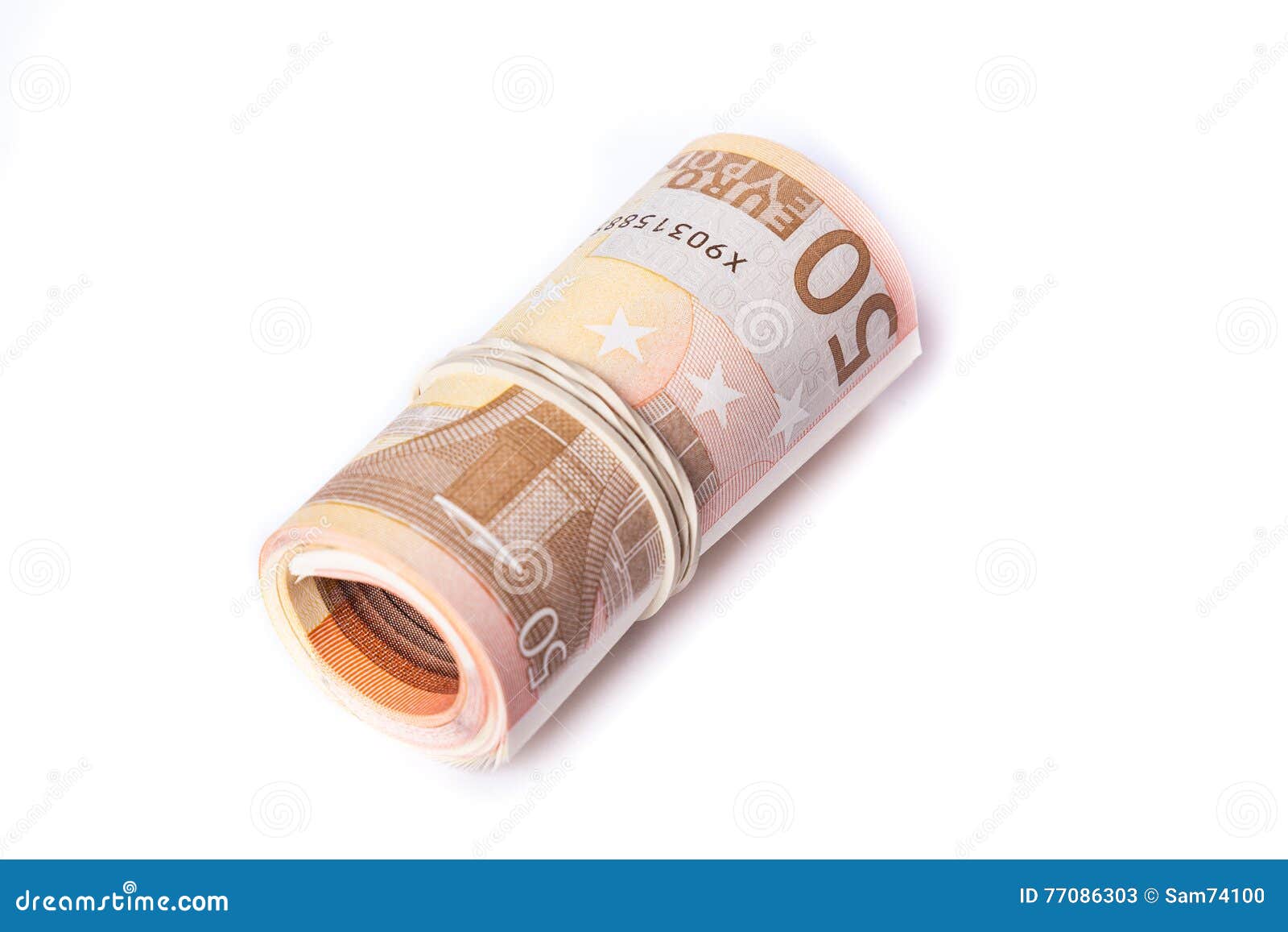 50 Euro Bank Notes Stack Wrapped and Rolled Stock Image - Image of bill ...