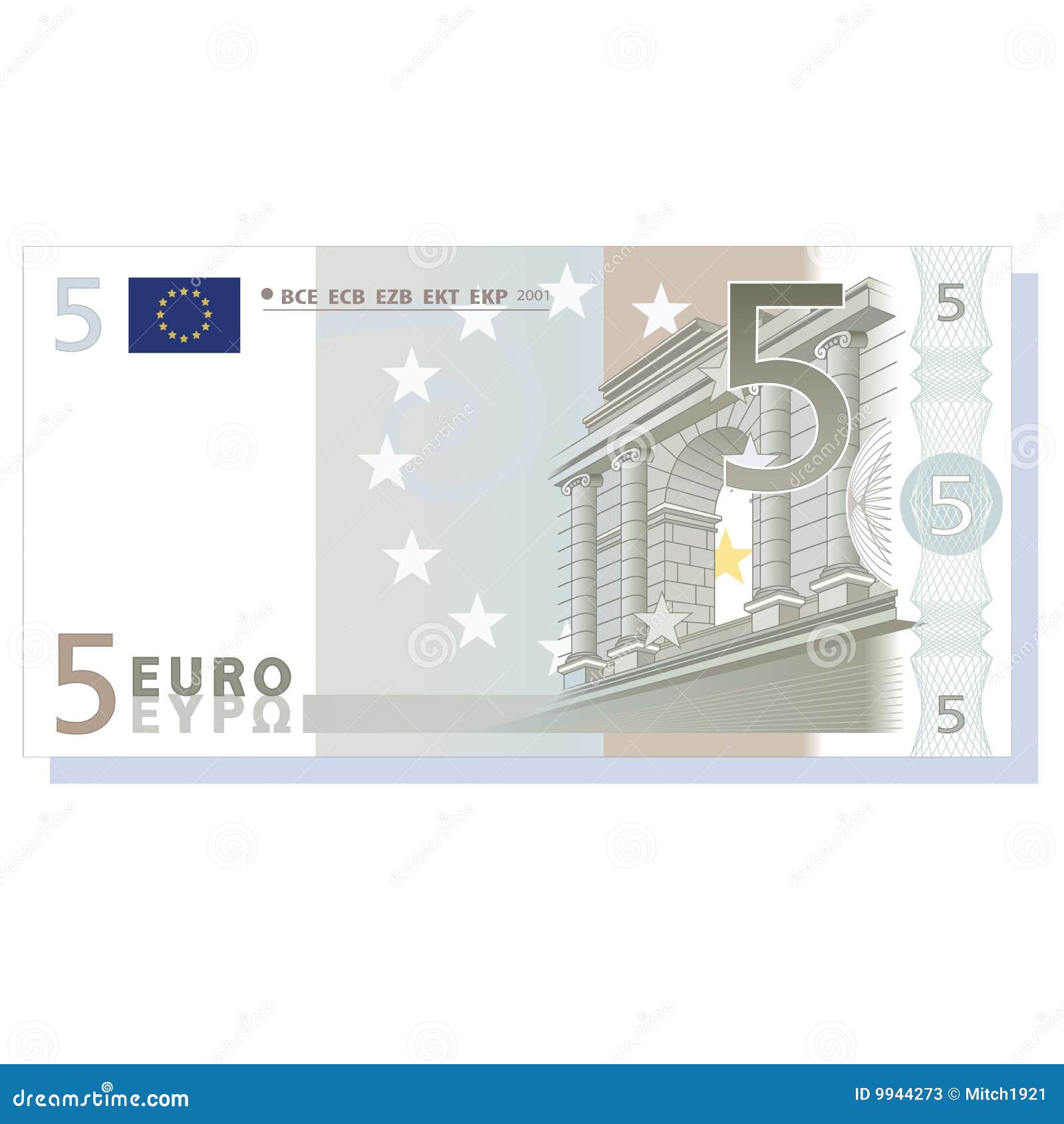 Euro bankbiljet 5 vector illustratie. Illustration of geïsoleerd - 9944273