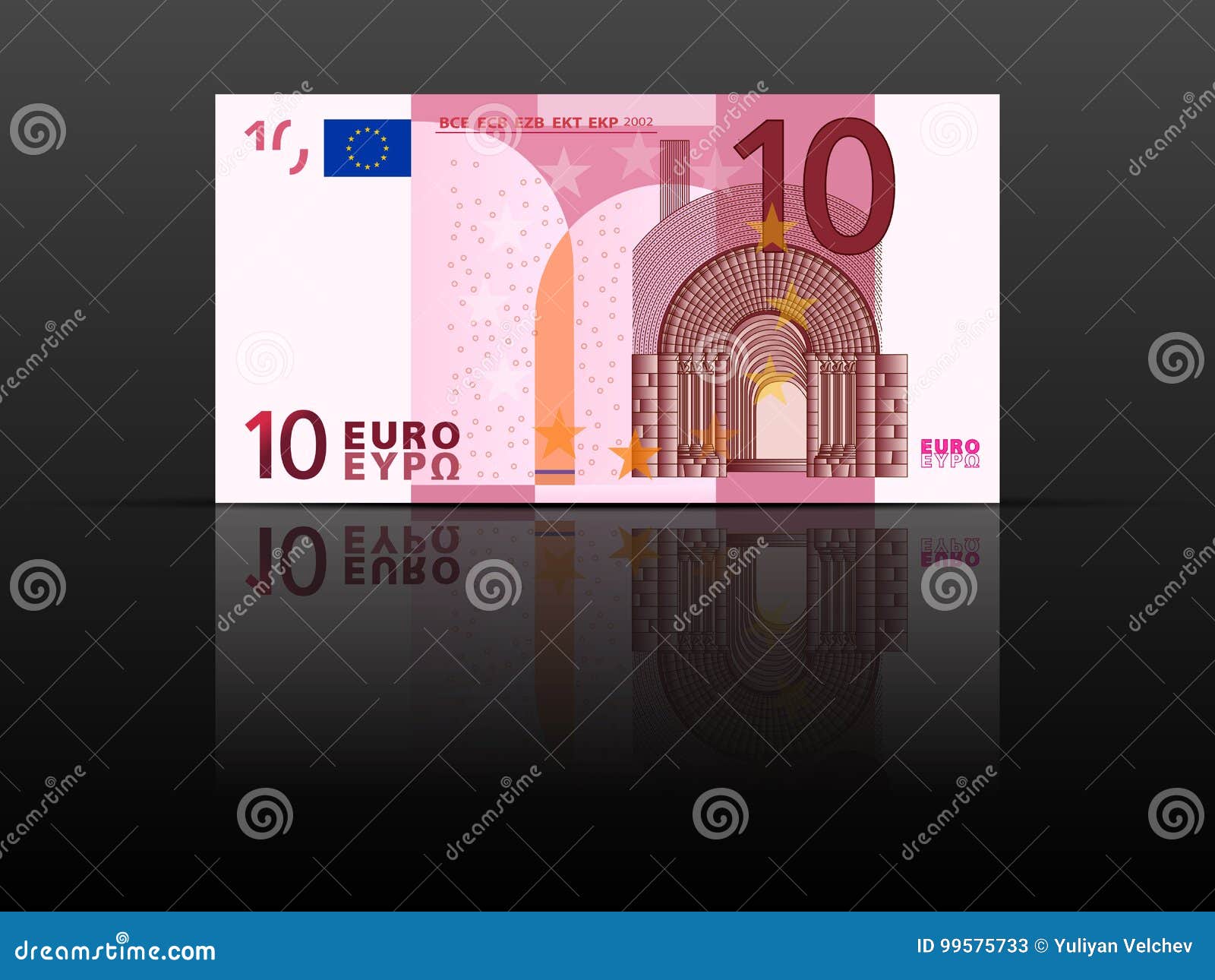 Euro bankbiljet tien vector illustratie. Illustration of rekening ...