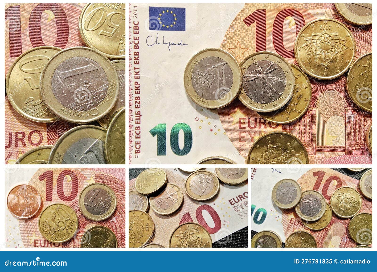 10 Euro Banknote and Coins Collage Stock Illustration - Illustration of ...