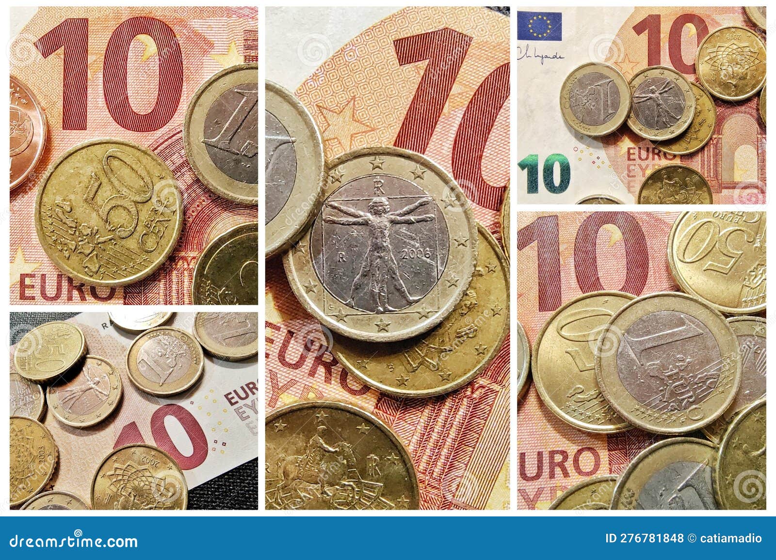 10 Euro Banknote and Coins Collage Stock Illustration - Illustration of ...
