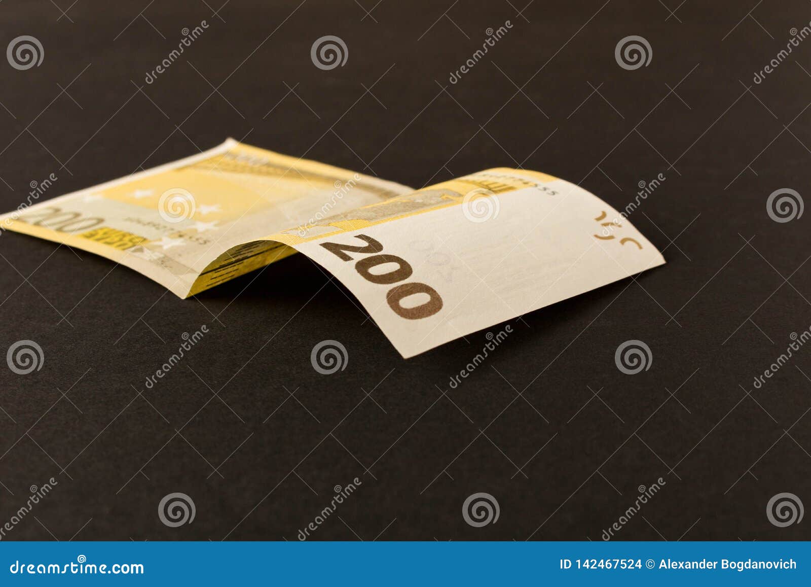 200 Euro Banknote on a Dark Background. Close Up Stock Photo - Image of ...